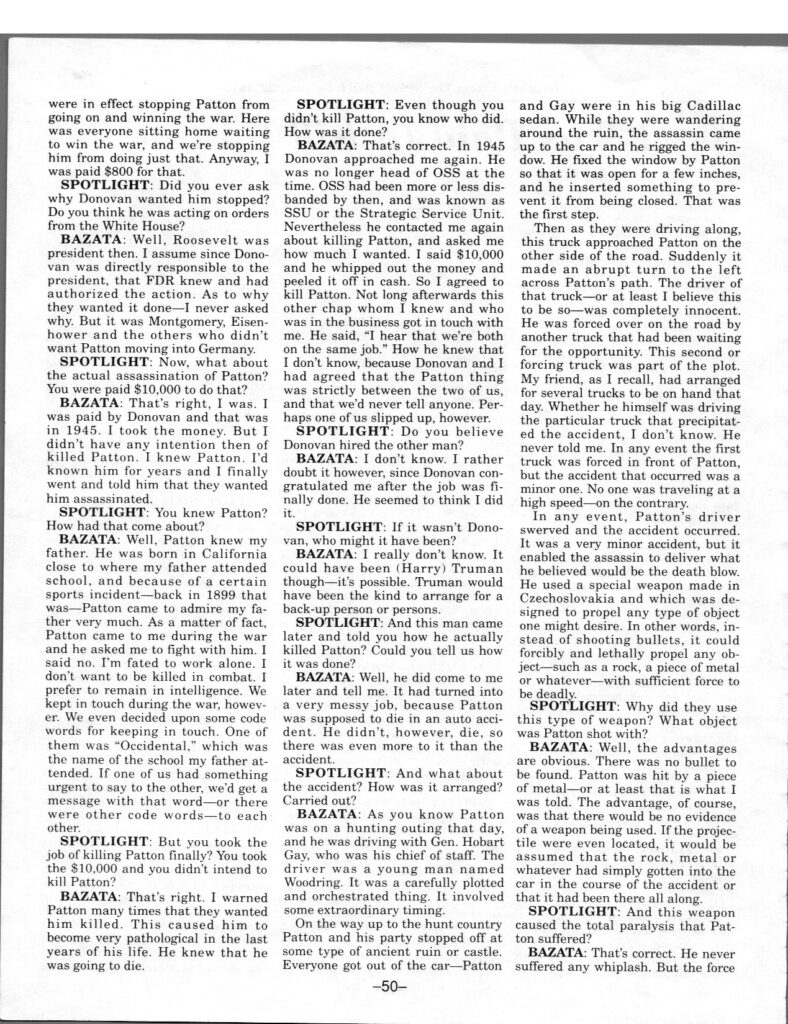 I Was Paid To Kill Patton | Douglas Bazata - The Library of Willis A. Carto